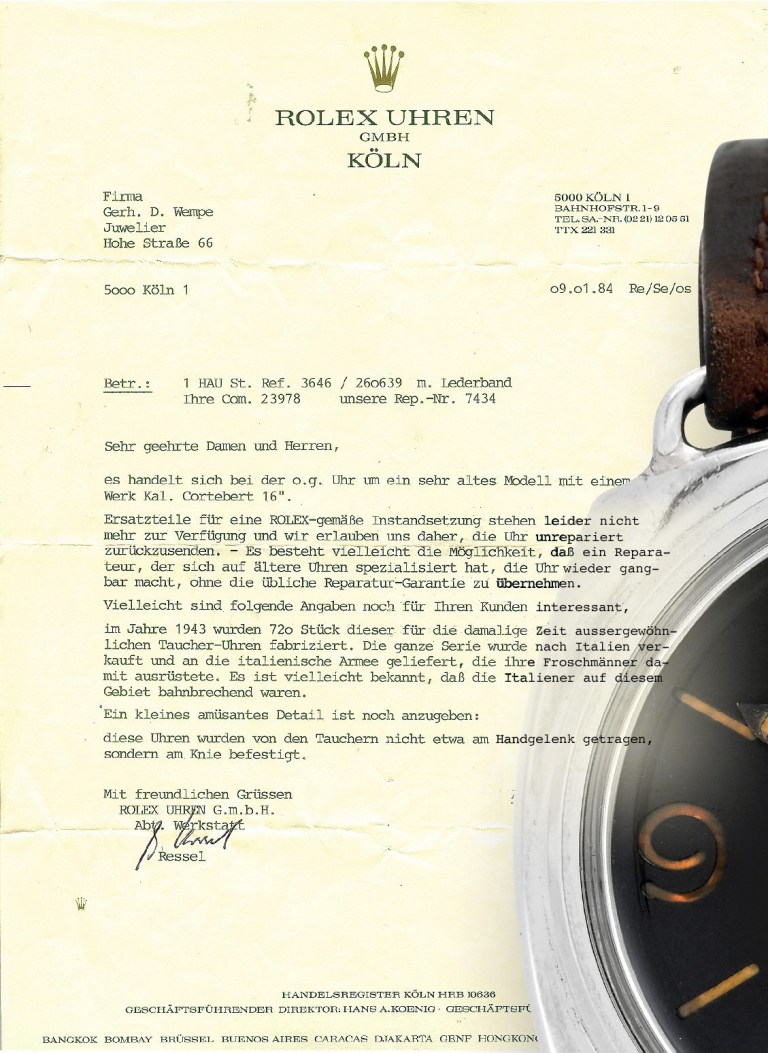 Rolex Panerai 3646 Service Invoice from 1955 – Vintage Rolex and other ...